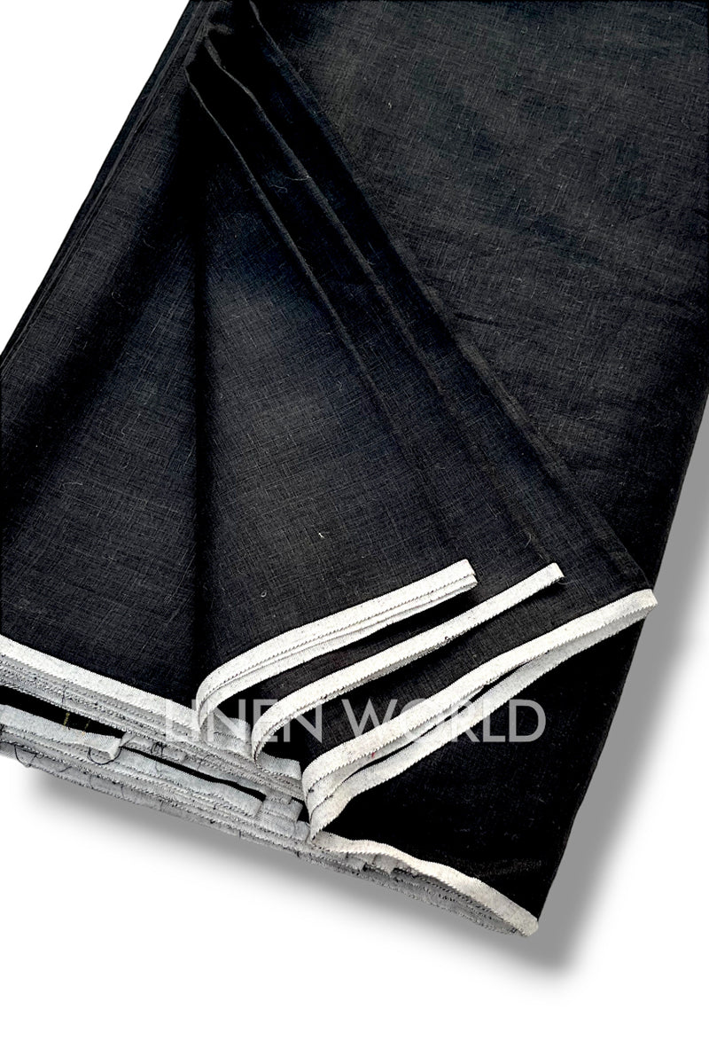 Buy Black Organic Pure Linen Shirting Fabric | Linen World