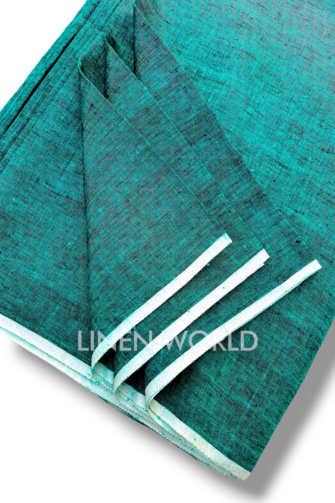 Buy Teal Green Organic Pure Linen Shirting Fabric | Linen World