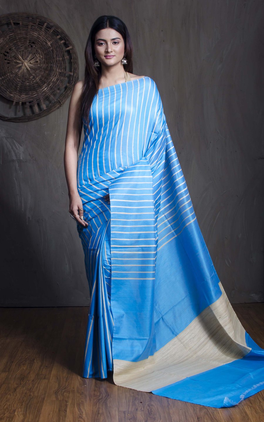 Handloom Tussar Ghicha Silk Saree