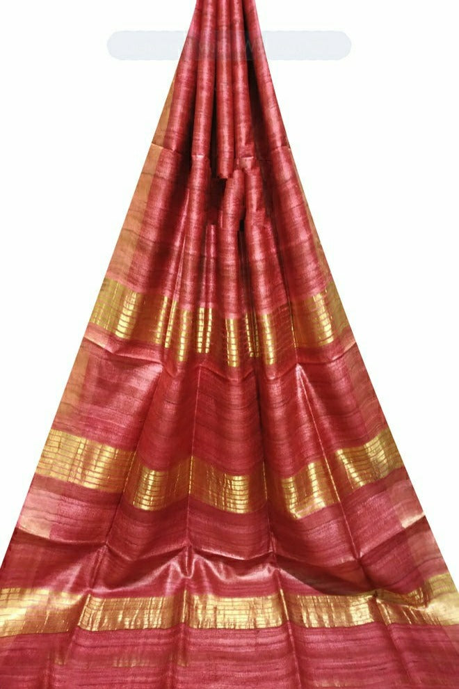 Bhagalpuri Handloom Tussar Ghicha Silk Saree | Linen World