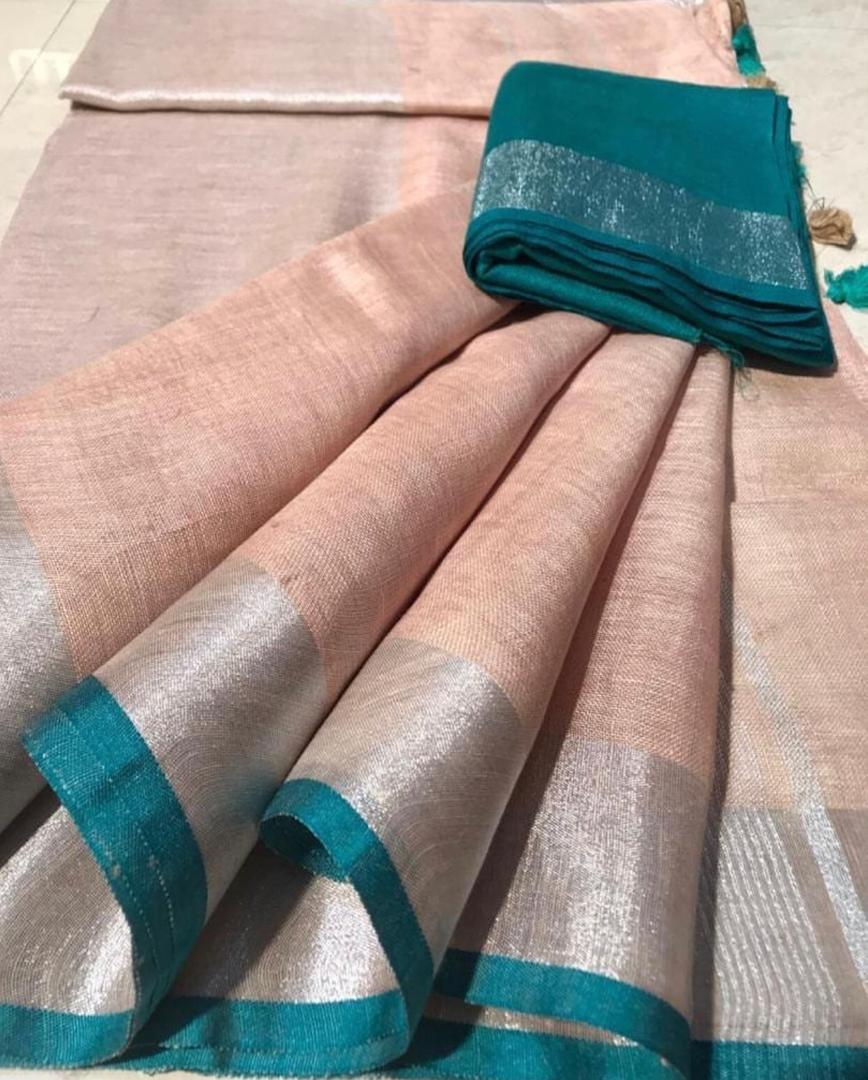 Handwoven Pure Linen Saree