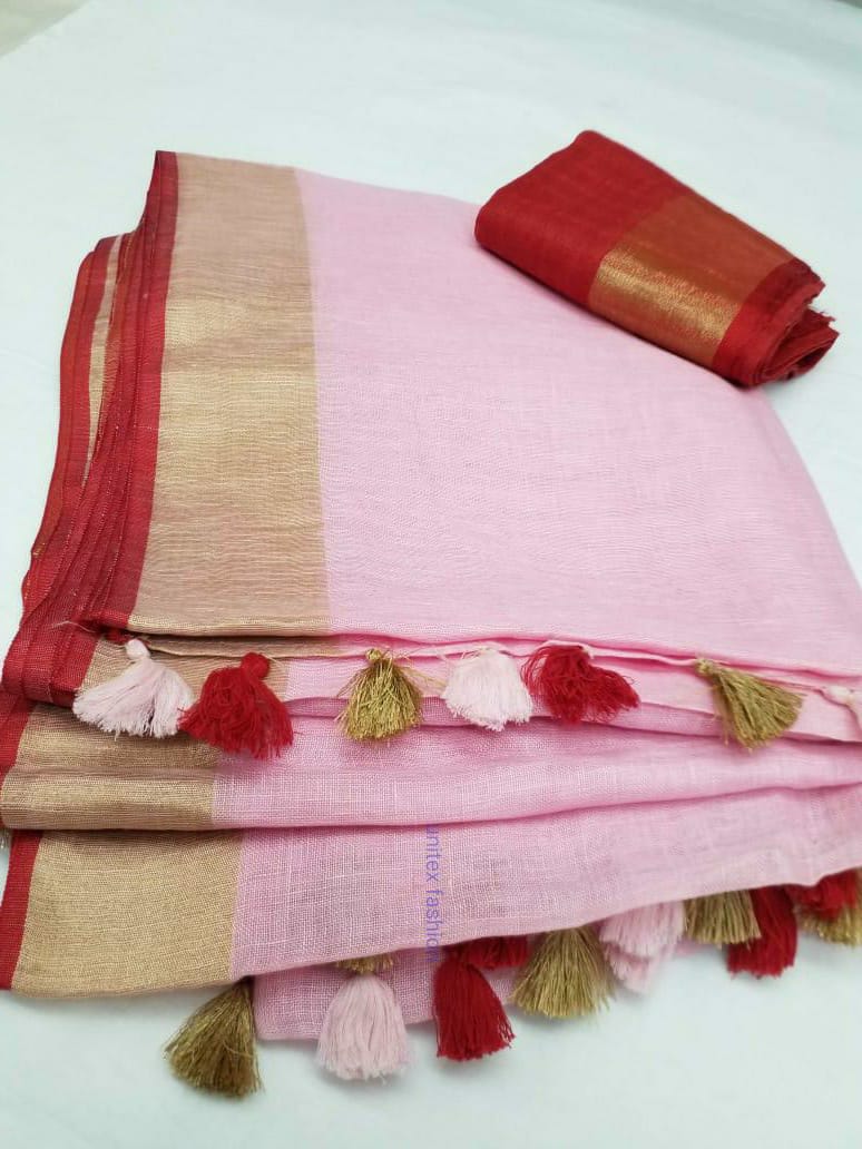 Handwoven Pure Linen Saree